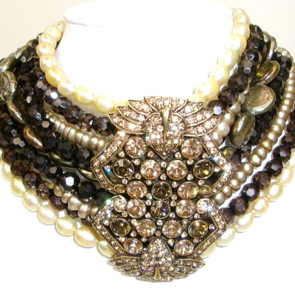 Heidi Daus | Jewelry | Heidi Daus 9strand Faux Pearl Swarovski Topaz ...